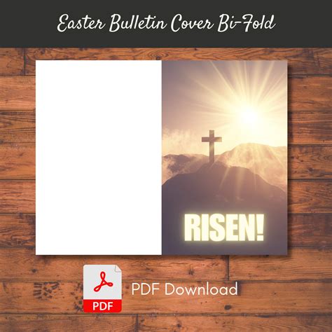 Easter Church Bulletin Cover Bi Fold Design Pdf Easter Risen Etsy