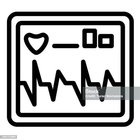 모니터 화면에는 심박수 라인 아이콘 의료 개념 흰색 배경에 심전도 장치 기호 웹용 심장 아이콘 개요가 있는 심전도가 표시됩니다 벡터 그래픽 10에 대한 스톡 벡터 아트 및