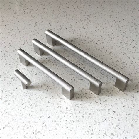 Satin Solid Brass Cabinet Hardware Collin Mid Century Modern Drawer Pulls And Knob Etsy