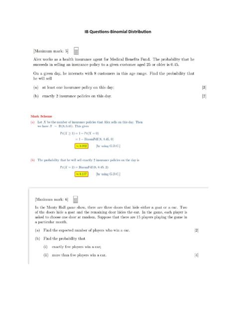 Ib Questions Binomial Distribution Pdf