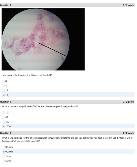 Solved How Many Cells Fit Across The Diameter Of The Field Chegg Com