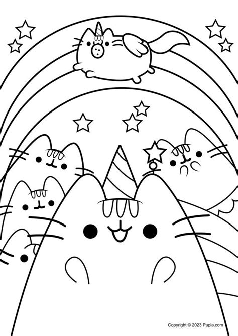 Pusheen Rainbow Coloring Page Nyan Cat Coloring Page Pusheen