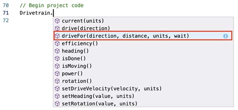 Using The Vexcode Exp C Autocomplete Feature Vex Library