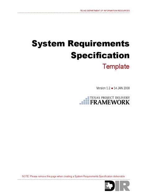 Sdlc Systemrequirements Template Specification Technical Standard Use Case