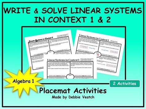 Write Solve Linear Systems Context 1 2 2 Items 2 Deals Algebra 1 Digital Linear System