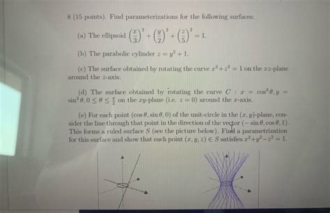 solved 8 15 points find parameterizations for the