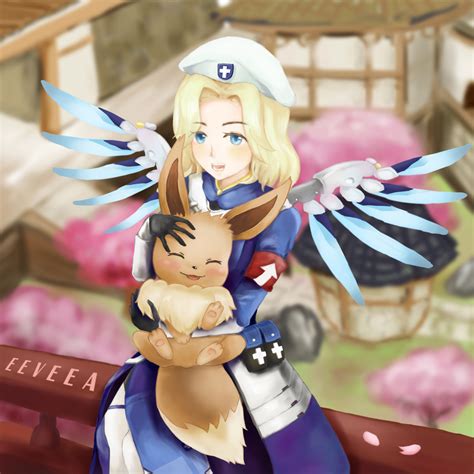 jolteon Eevee eevee Jolteon Overwatch art Pokedex Mercy Overwatch Мерси