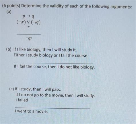 Solved 6 Points Determine The Validity Of Each Of The