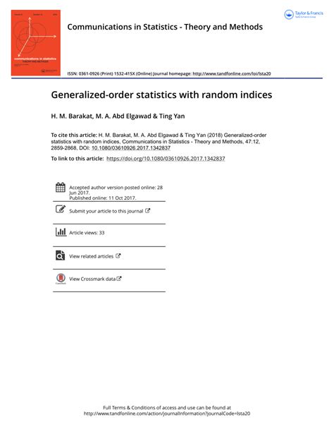 Pdf Generalized Order Statistics With Random Indices