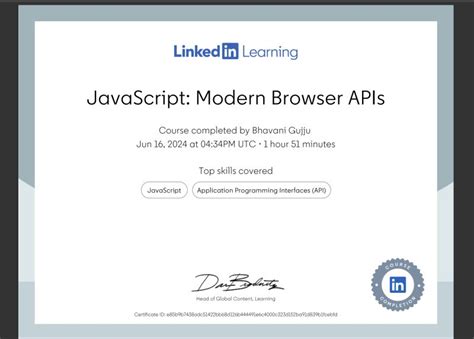 Completed Javascript Modern Browser Apis Course Bhavani Gujju