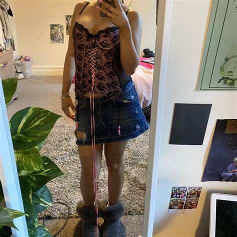 Ann Summers Pink Corset Top Pink And Black Vintage Depop