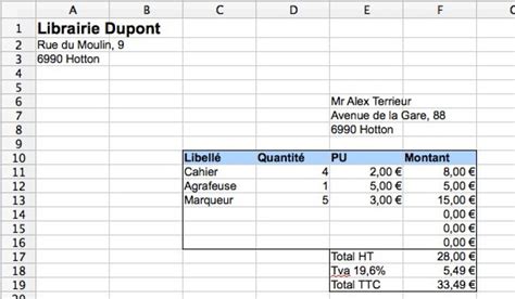 Exemple Facture Excel 2007