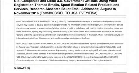 Nsa Tssiorcon Documents Related To Russian Interference In Election
