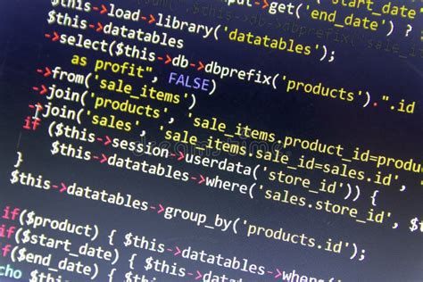 Modern Web Development Background Abstract Pieces Of Php Code Stock