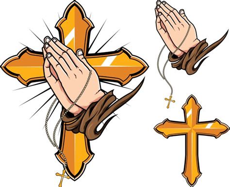Praying Hands Cross Vector Images And Graphics For Commercial Use