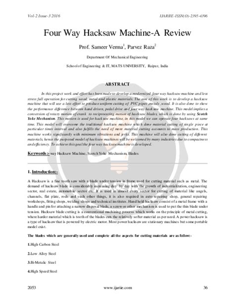 Pdf Four Way Hacksaw Machine A Review