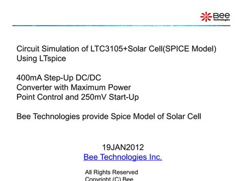 Circuit Simulation Of Ltc3105 Solar Cell Spice Model Using Ltspice Ppt Internet Of Things