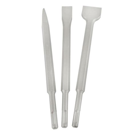 3pc Sds Plus Chisel Set 15mm Hex Shank Point Flat Head 20 And 40mm Steel Sil082 Diy At Bandq