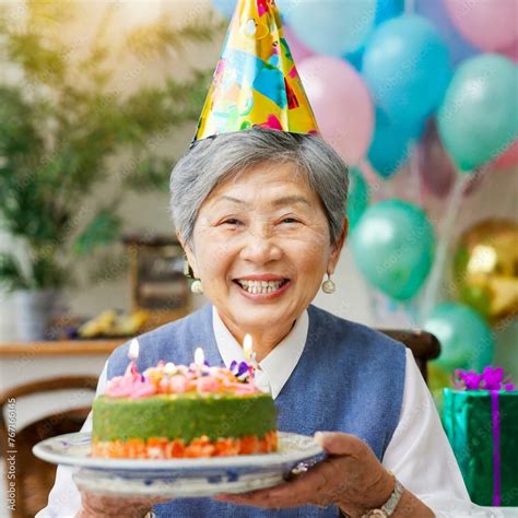 할머니 생일파티 Stock Illustration Adobe Stock