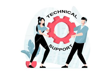 Premium Vector Technical Support Concept With People Scene In Flat Design Man And Woman In