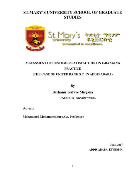 Assessment Of Customer Satisfaction On E Banking Practice Pdf