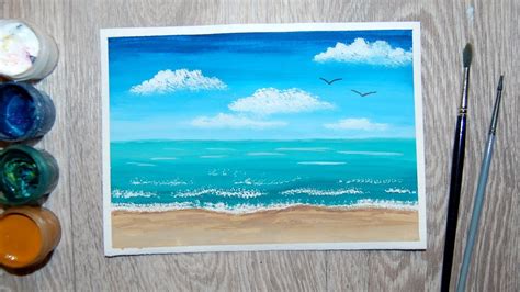 Как нарисовать море гуашью Правополушарное рисование Youtube