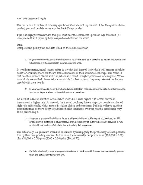 HIMT Lesson Quiz HIMT Lessons Quiz The Quiz Consists Of Five Short Essay Studocu