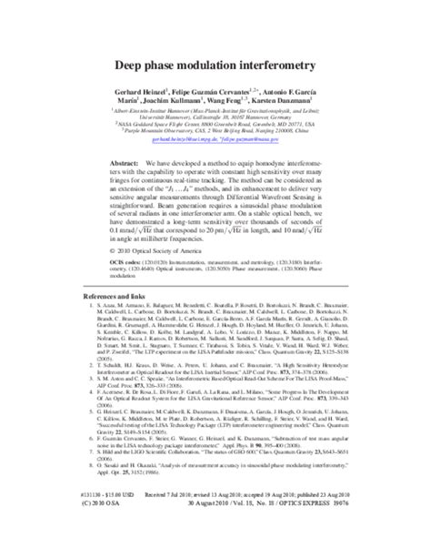 Pdf Deep Phase Modulation Interferometry