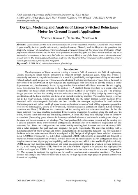 Pdf Design Modeling And Analysis Of Linear Switched Reluctance Motor For Ground Transit