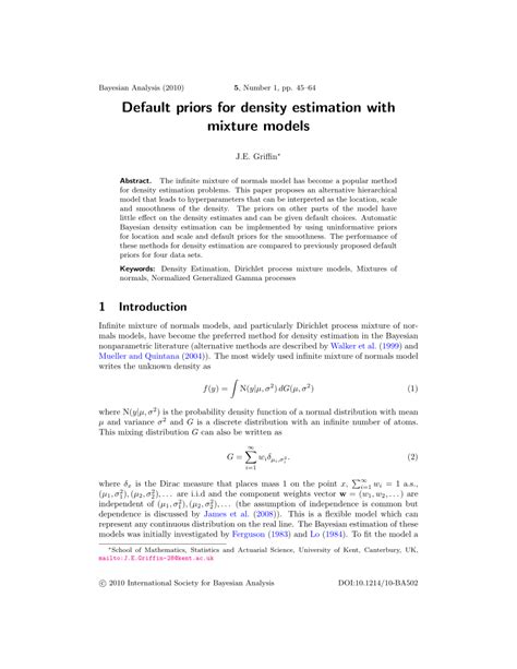 Pdf Default Priors For Density Estimation With Mixture Models