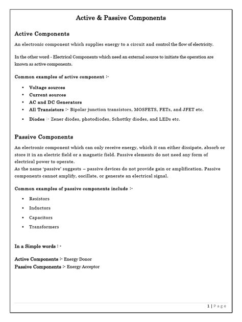 Active And Passive Component Pdf Passivity Engineering Electronic