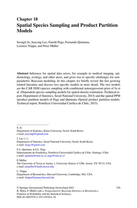Pdf Spatial Species Sampling And Product Partition Models