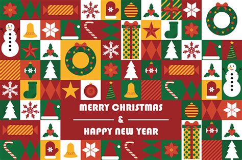 현대 추상 기하학적 디자인 메리 크리스마스와 새해 복 많이 받으세요 배너 포스터 인사말 카드에 대 한 템플릿입니다 벡터 일러스트 레이 션 유행하는에 대한 스톡 벡터 아트 및