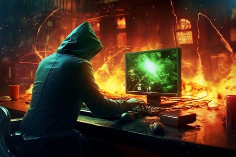 Premium Ai Image Back View Of Hacker