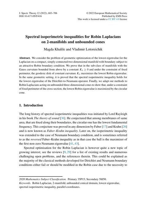 pdf spectral isoperimetric inequalities for robin laplacians on 2