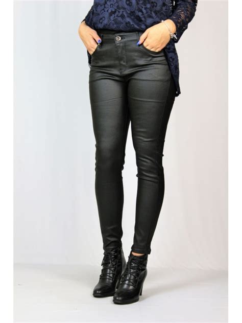 Кожен панталон черен