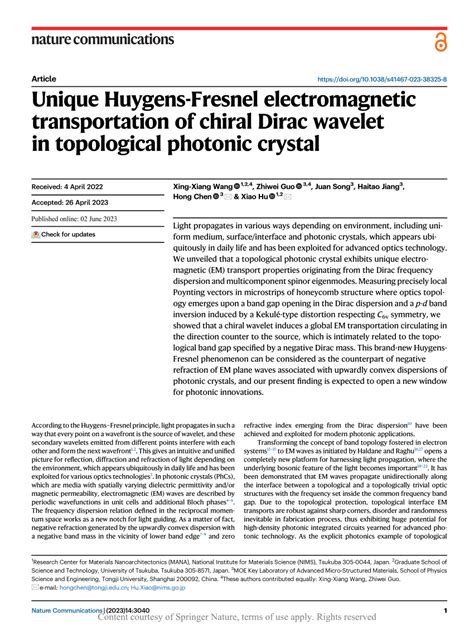 Pdf Unique Huygens Fresnel Electromagnetic Transportation Of Chiral Dirac Wavelet In
