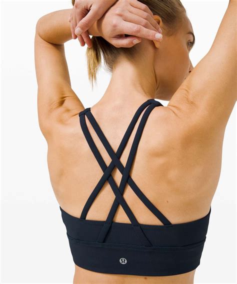 Lululemon Energy Bra High Neck Long Line Rib True Navy Lulu Fanatics