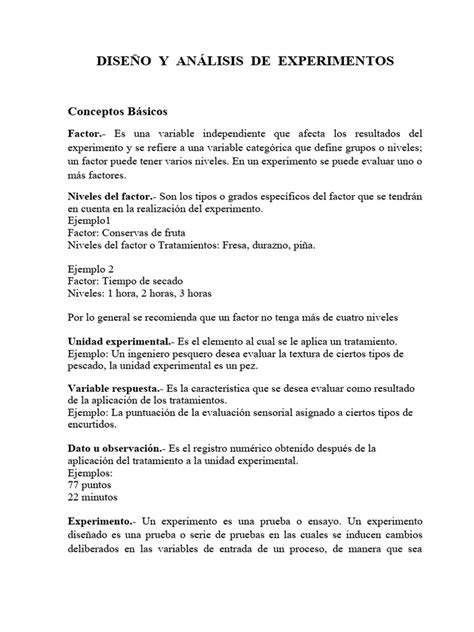 DiseÑo Y AnÁlisis De Experimentos Pdf Experimentar Análisis De