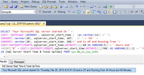 SQL NoSQL Public Diary T SQL Script To Get SQL Server Start Time And
