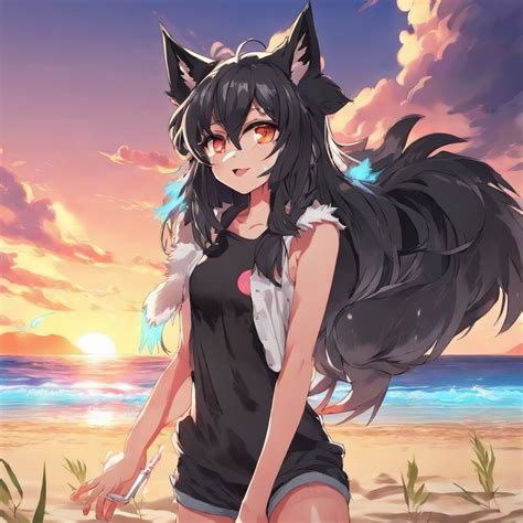 Furry Wolf Girl Black Cute En Furry Ai