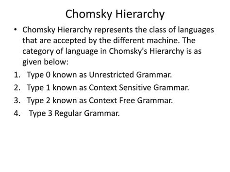 Introduction To Chomsky Hierarchy In TOC Pptx