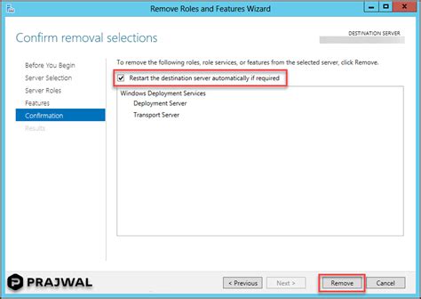 uninstall or remove windows deployment services role