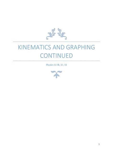 Kinematics And Graphs Pdf