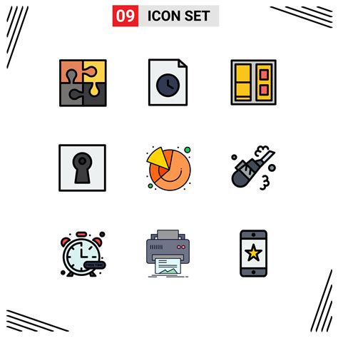 9 User Interface Filledline Flat Color Pack Of Modern Signs And Symbols Of Graph Chart Building