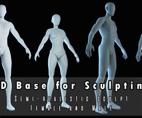 Artstation 3d Body Base For Sculpting Semi Realistic Male And