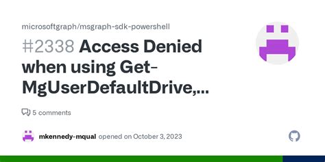 access denied when using get mguserdefaultdrive despite using delegated administrator