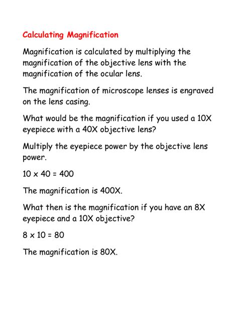 Calculating Magnification
