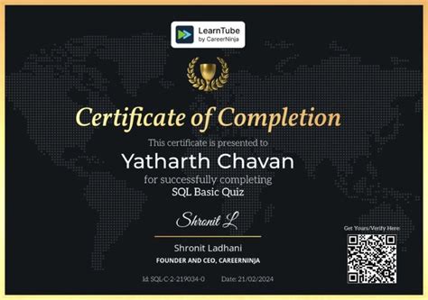 yatharth chavan on linkedin completed sql basic quiz careerninja learntube