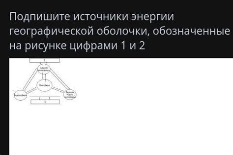 подпишите источники энергии географической оболочки обозначенные на рисунке цифрами 1 и 2
